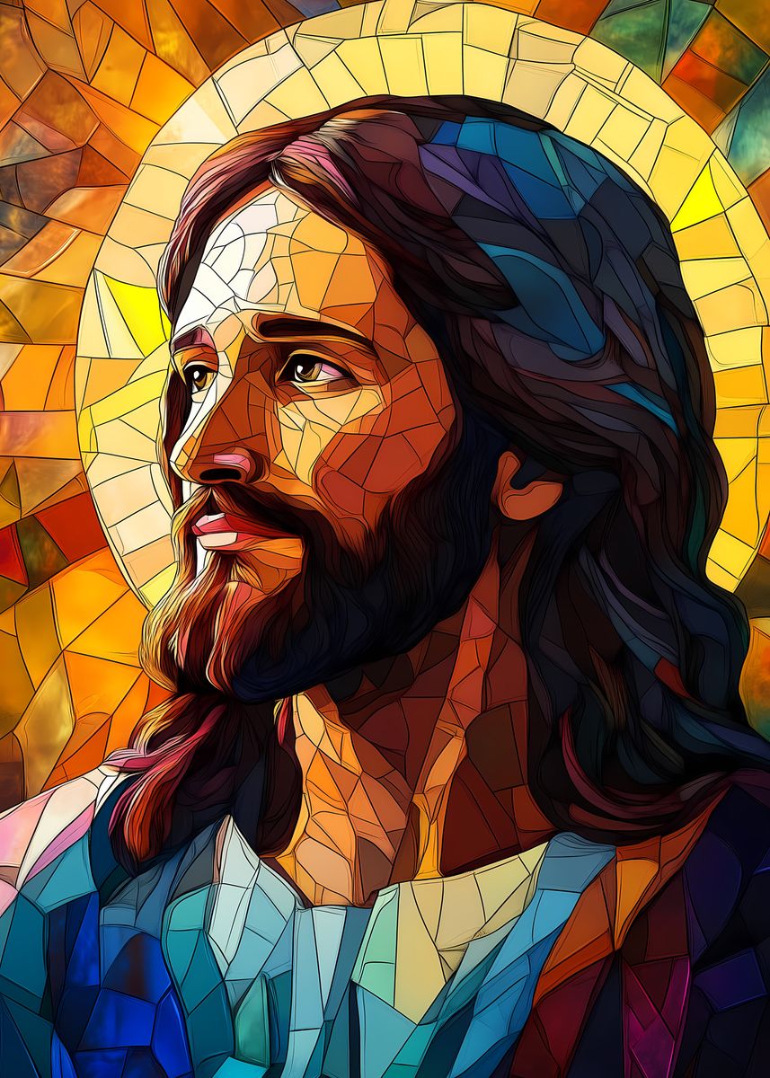 'Jesus Christ Stained Glass' Poster, picture, metal print, paint by ...