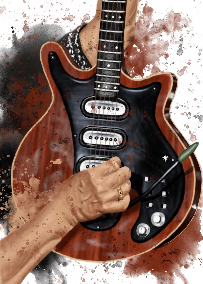 'Brian's Guitar' Poster, picture, metal print, paint by Abraham Szomor ...
