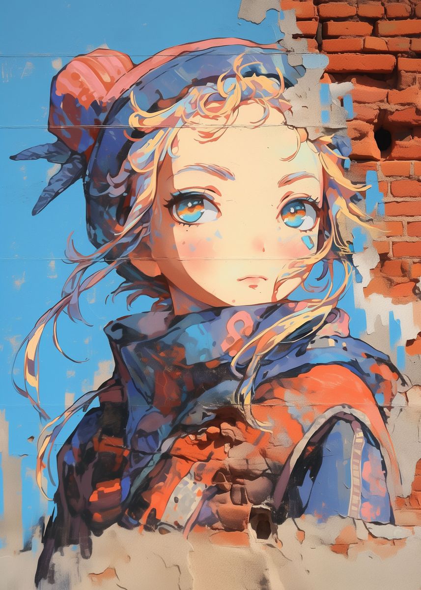 'Anime Girl Mural' Poster, picture, metal print, paint by Tomorrow Artz ...