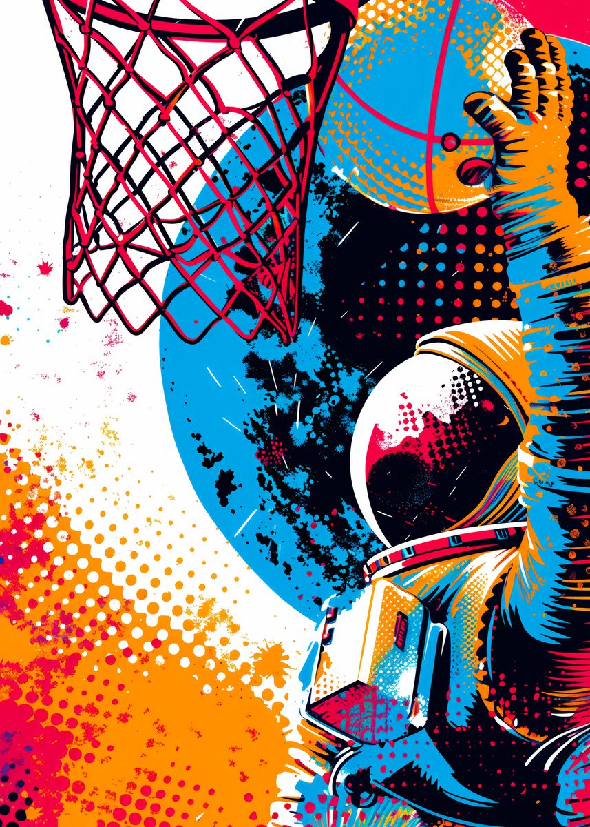 'Space Jam Dunk' Poster, picture, metal print, paint by Lorence | Displate