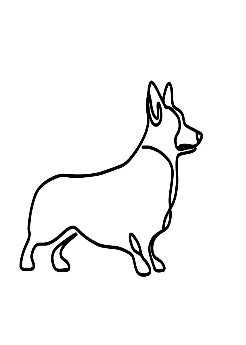 'Corgi Line Art' Poster, picture, metal print, paint by Mindlines ...