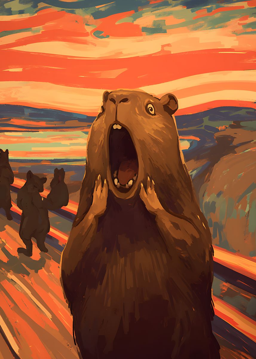 'The Scream Capybara' Poster, picture, metal print, paint by Dipewhy ...
