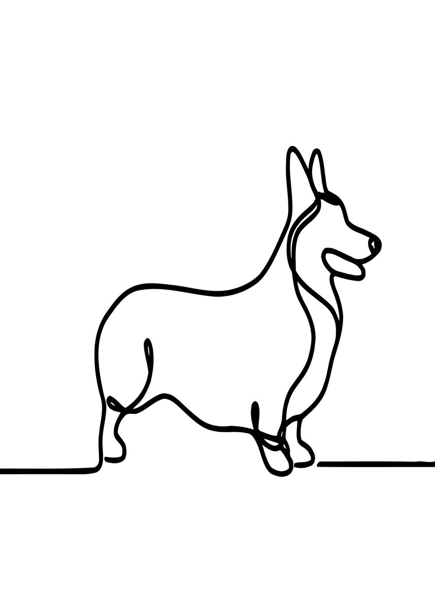 'Corgi Line Art' Poster, picture, metal print, paint by Mindlines ...