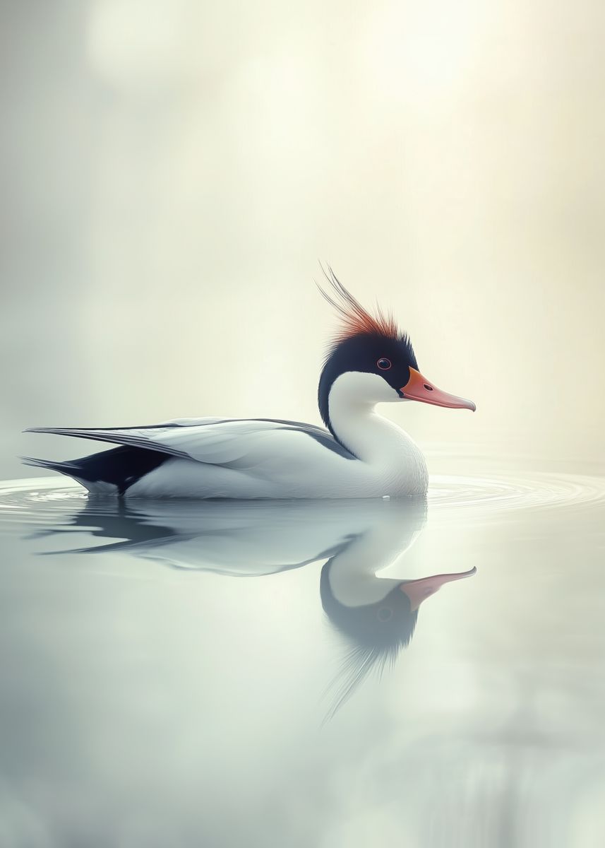 'Goosander Duck on Water' Poster, picture, metal print, paint by Rawbin ...