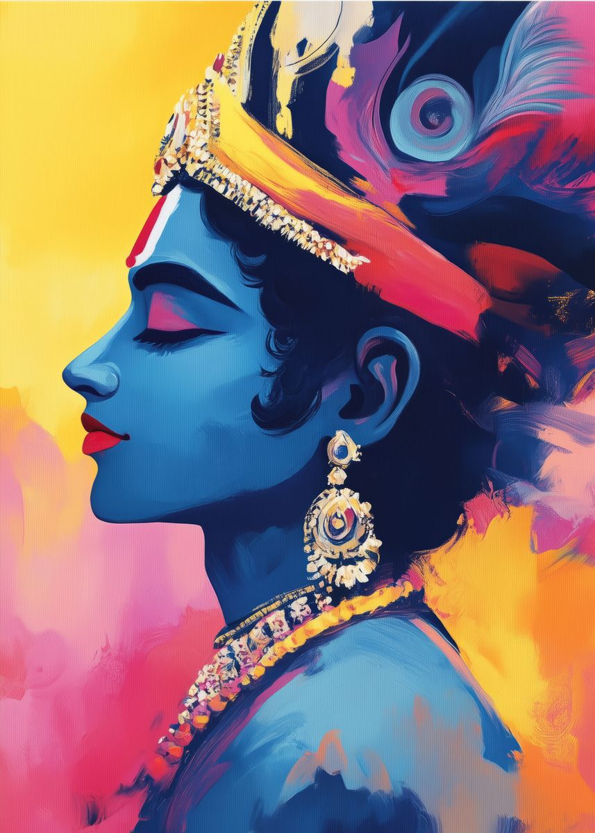 'Krishna Painting' Poster, picture, metal print, paint by Tesiga | Displate