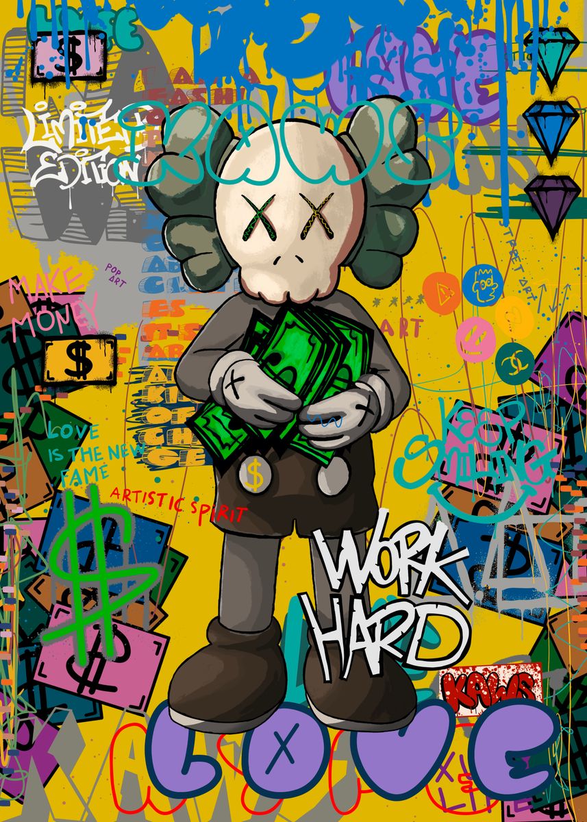 'Kaws Graffiti Art' Poster, picture, metal print, paint by Biopic ...