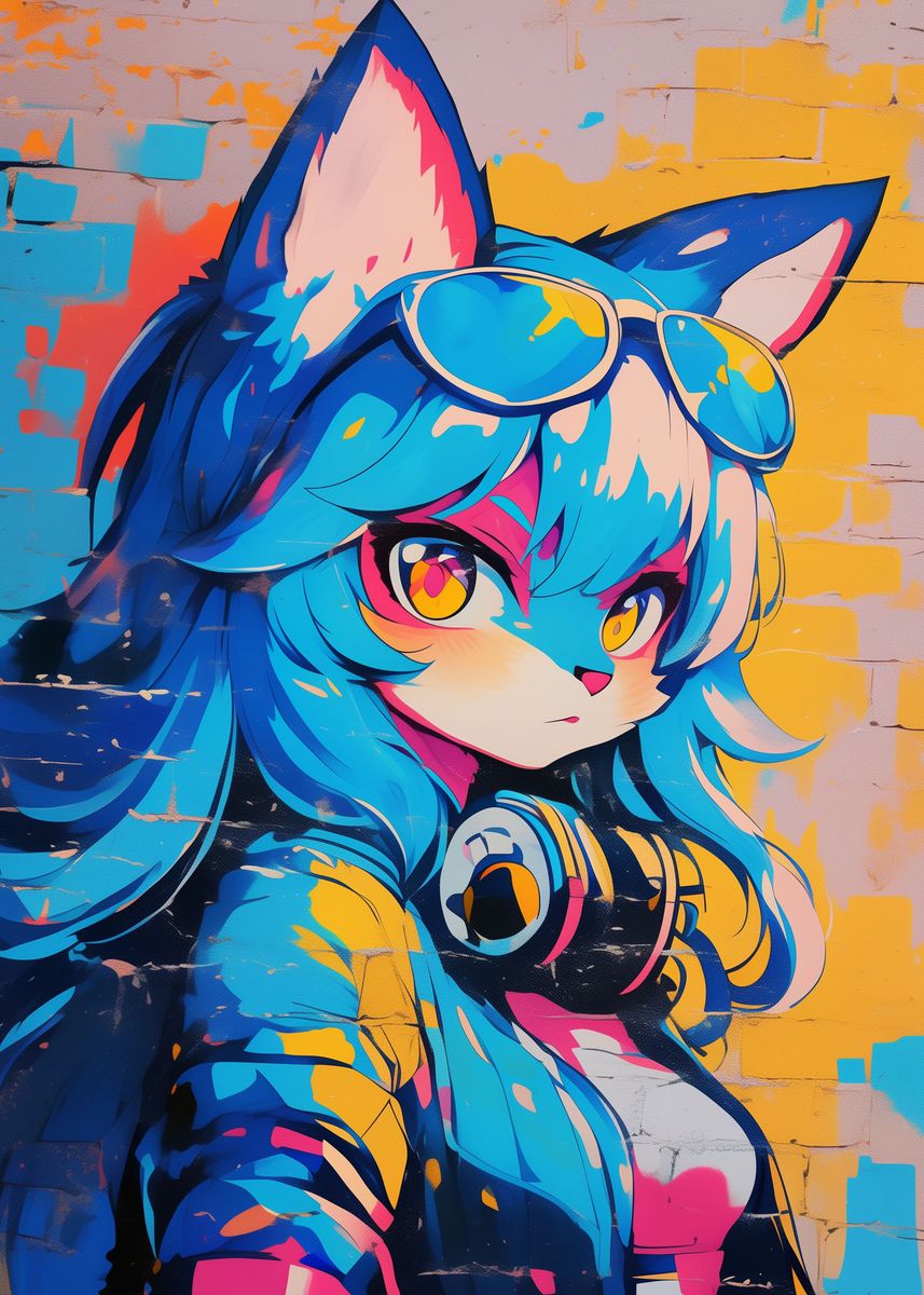 'Anime Girl Graffiti' Poster, picture, metal print, paint by Akai Bitto ...