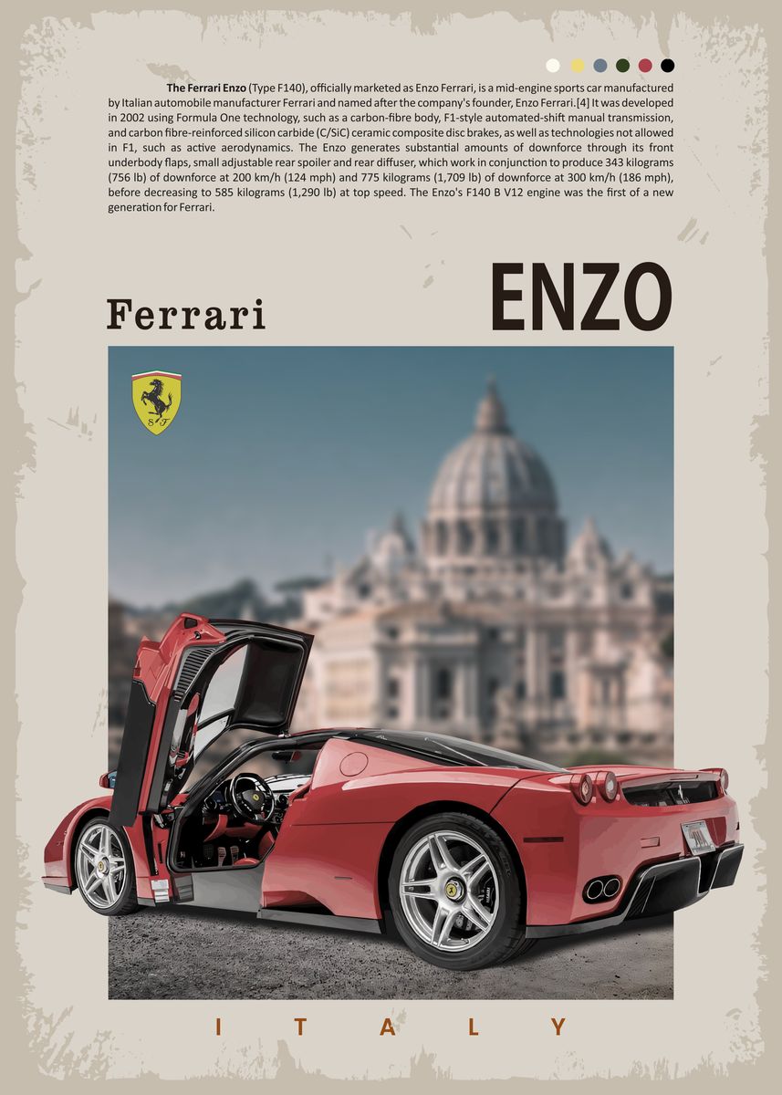 'Ferrari Enzo Poster' Poster, picture, metal print, paint by awesome ...