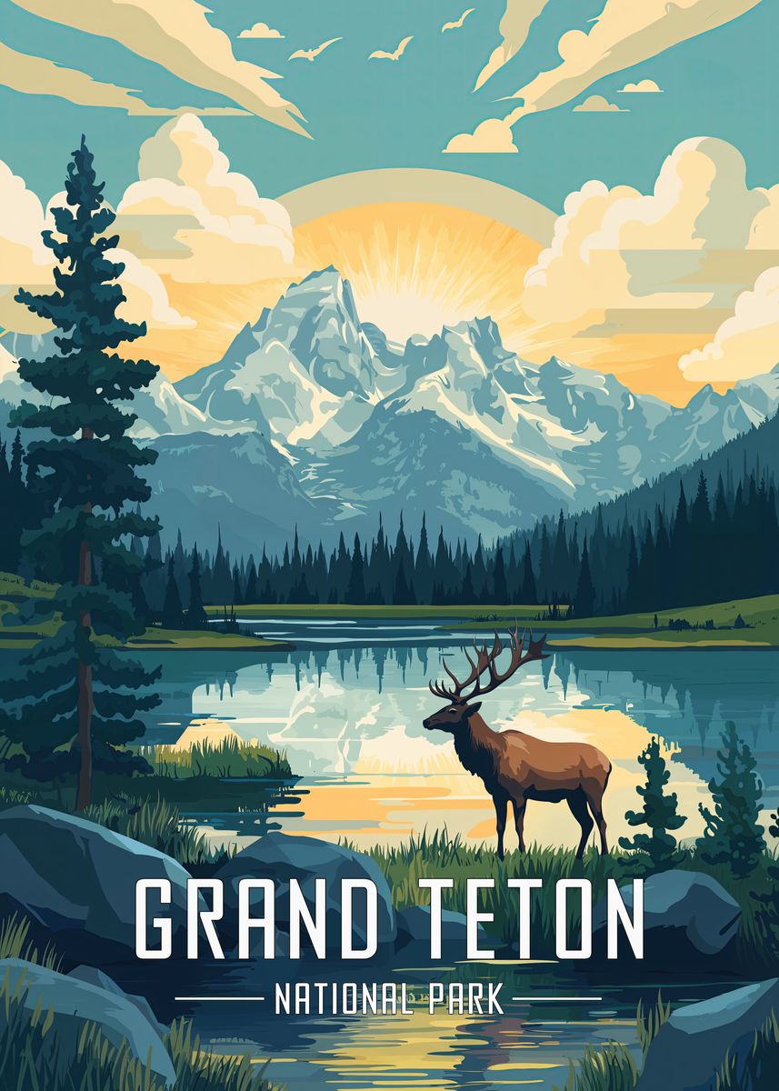 'Grand Teton National Park Poster' Poster, picture, metal print, paint ...