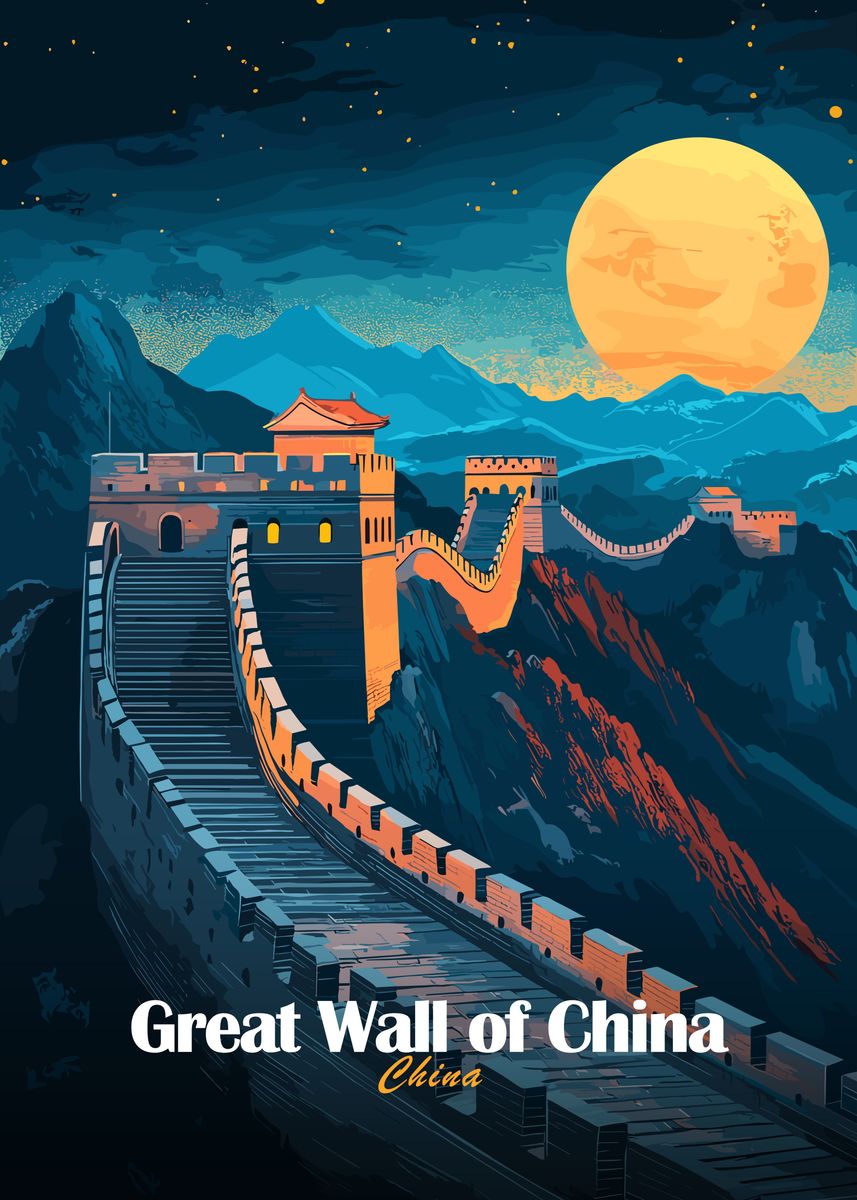 'Great Wall of China Poster' Poster, picture, metal print, paint by ...