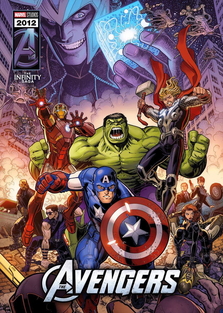 'Avenger Group Comic' Poster, picture, metal print, paint by Marvel ...