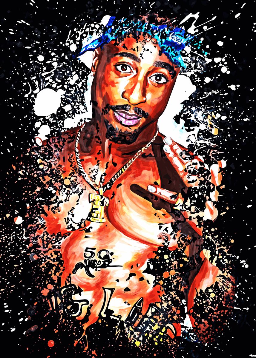 '2pac Tupac' Poster, picture, metal print, paint by BLACKISTE | Displate