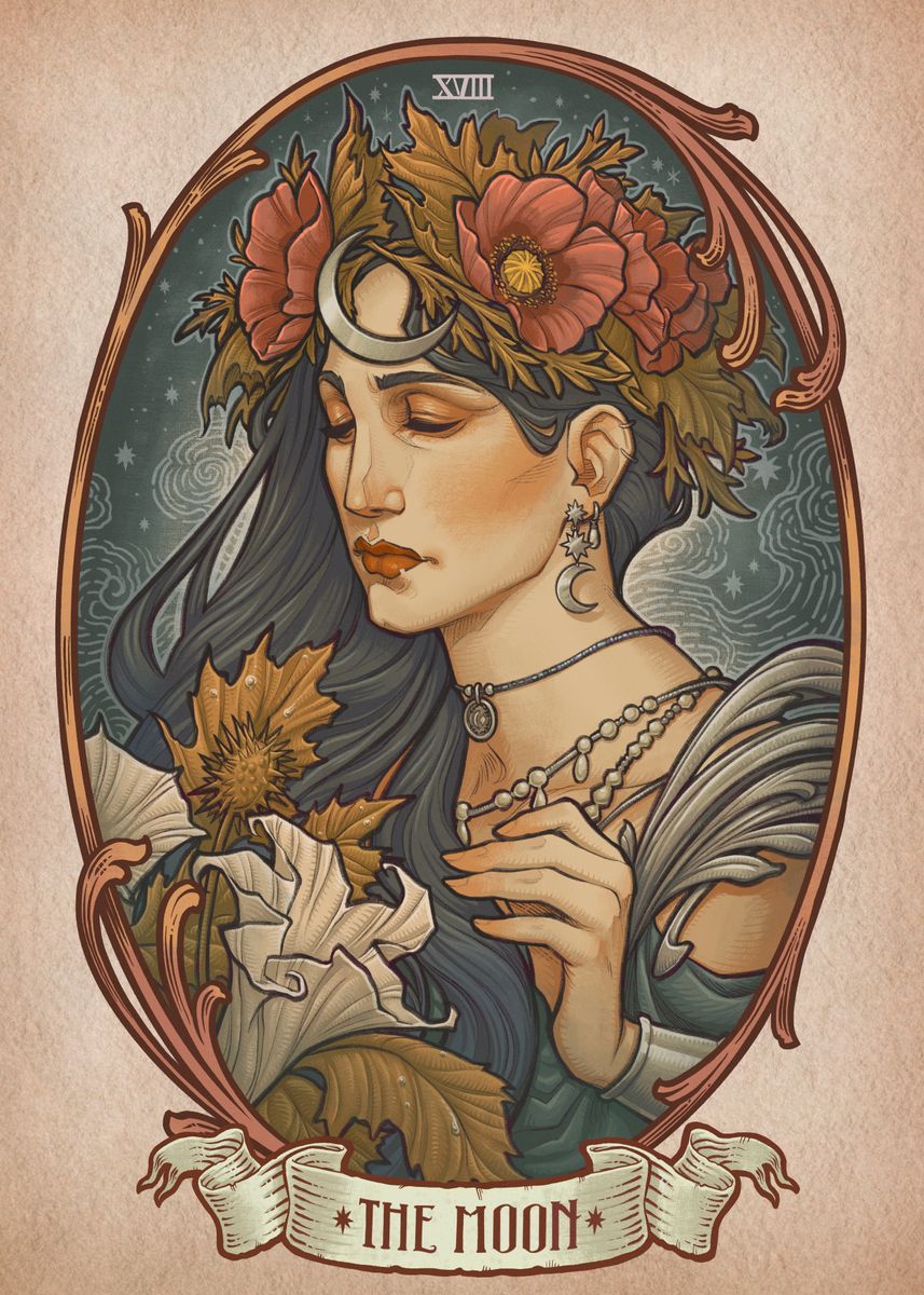 'The Moon Tarot Card' Poster, picture, metal print, paint by Medusa ...