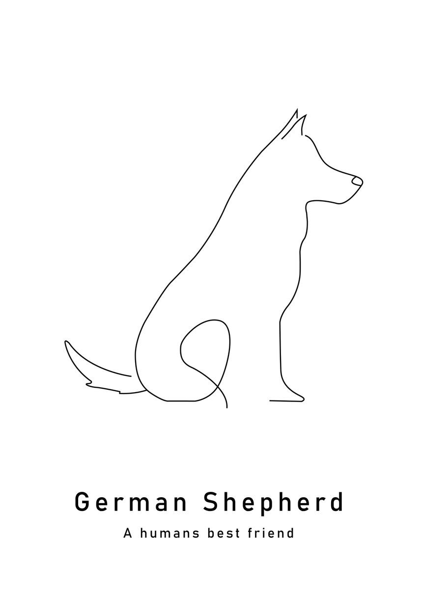 'German Shepherd Line Art' Poster, picture, metal print, paint by ...