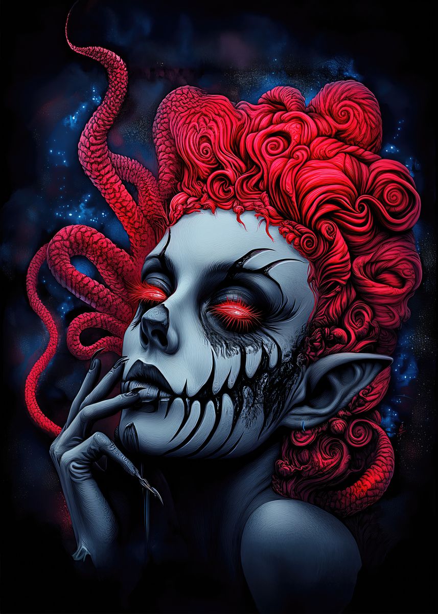 'Gorgon with Red Hair' Poster, picture, metal print, paint by Tooples ...