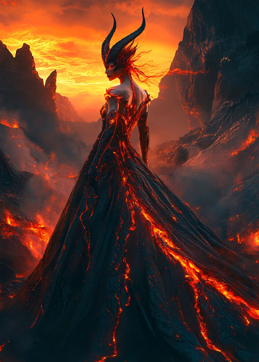 'Lava Goddess' Poster, picture, metal print, paint by Leoni | Displate