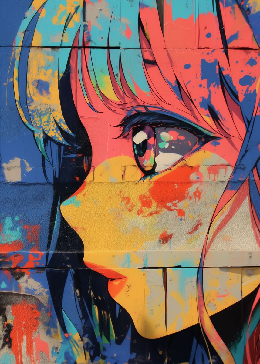 'Anime Graffiti Mural' Poster, picture, metal print, paint by Tomorrow ...