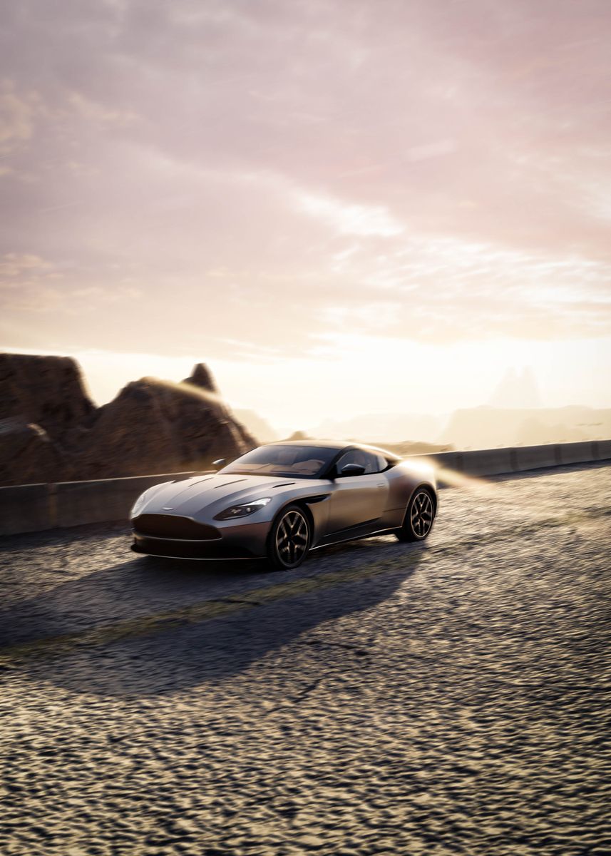 'Aston Martin Vantage Sunset Drive' Poster, picture, metal print, paint ...