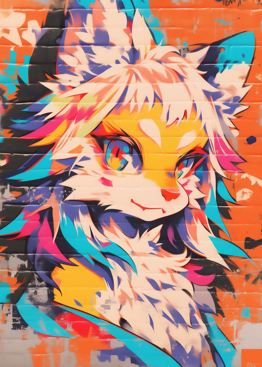 'Colorful Furry Graffiti' Poster, picture, metal print, paint by Akai ...