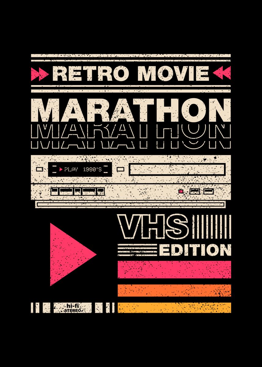 'Retro Movie Marathon VHS Edition' Poster, picture, metal print, paint ...