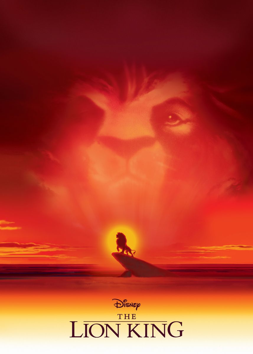 'Lion King Red Sunset' Poster, picture, metal print, paint by Disney ...