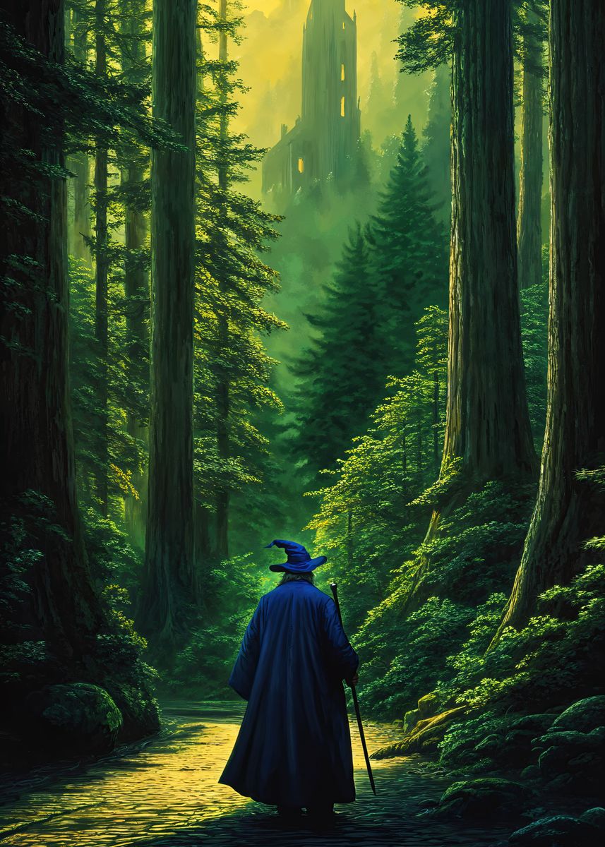 'Wizard in the Forest' Poster, picture, metal print, paint by Powerful ...
