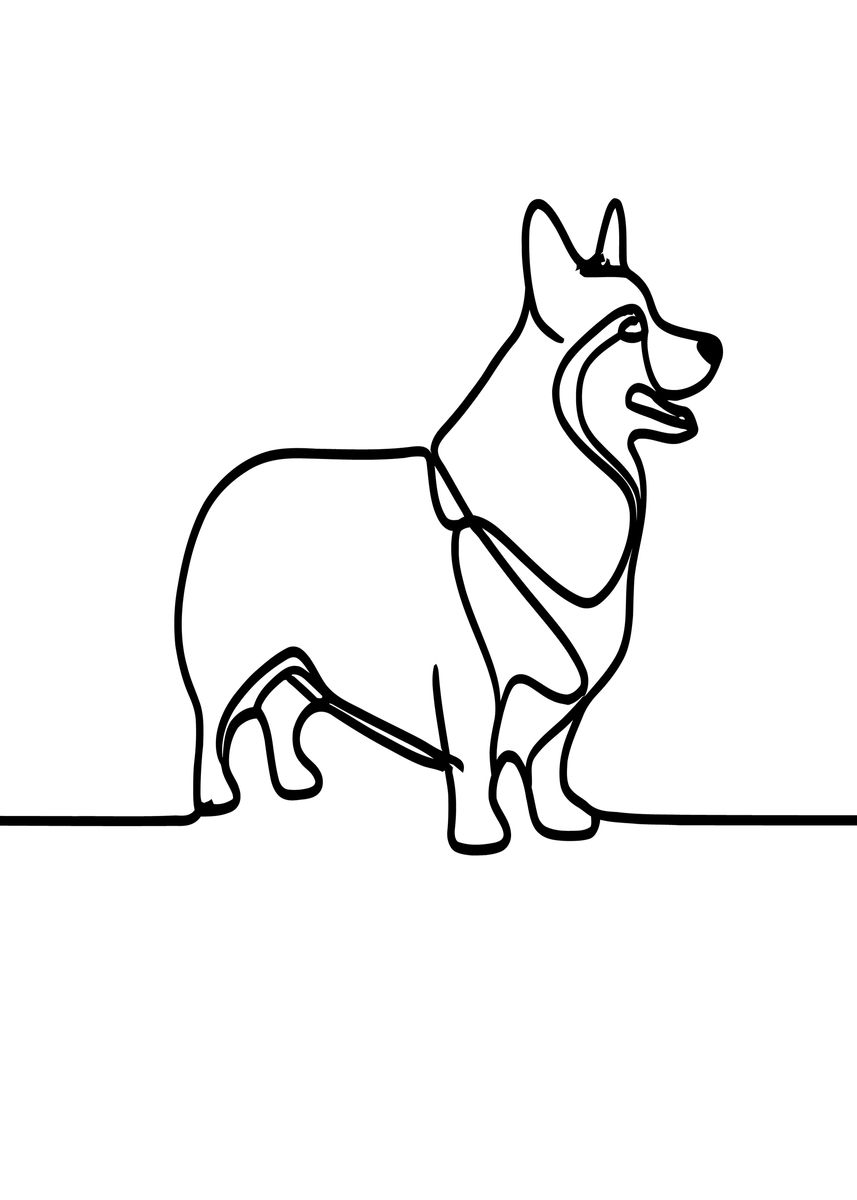 'Corgi Line Art' Poster, picture, metal print, paint by Mindlines ...