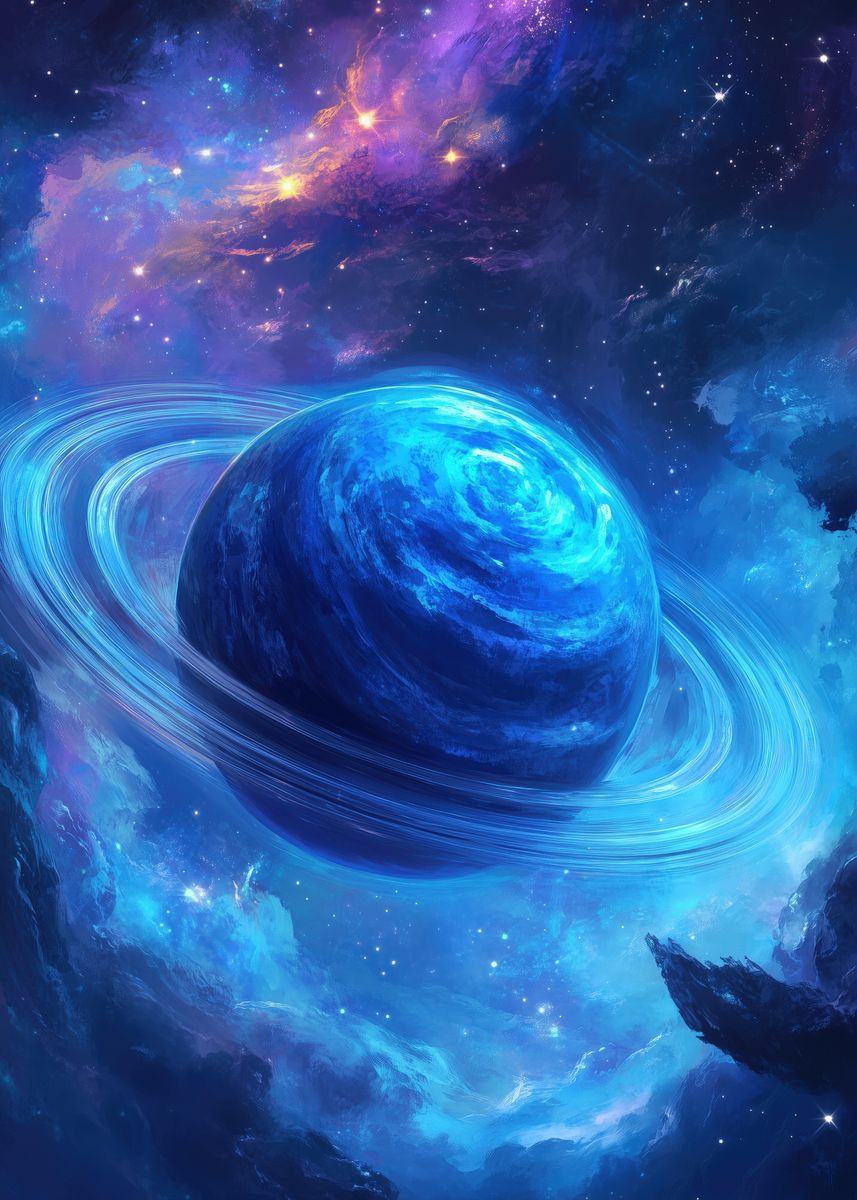 'Blue Planet in Space' Poster, picture, metal print, paint by ...