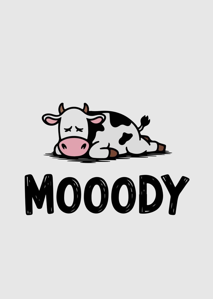 'Sleepy Cow Mood' Poster, picture, metal print, paint by StonebridgeArt ...