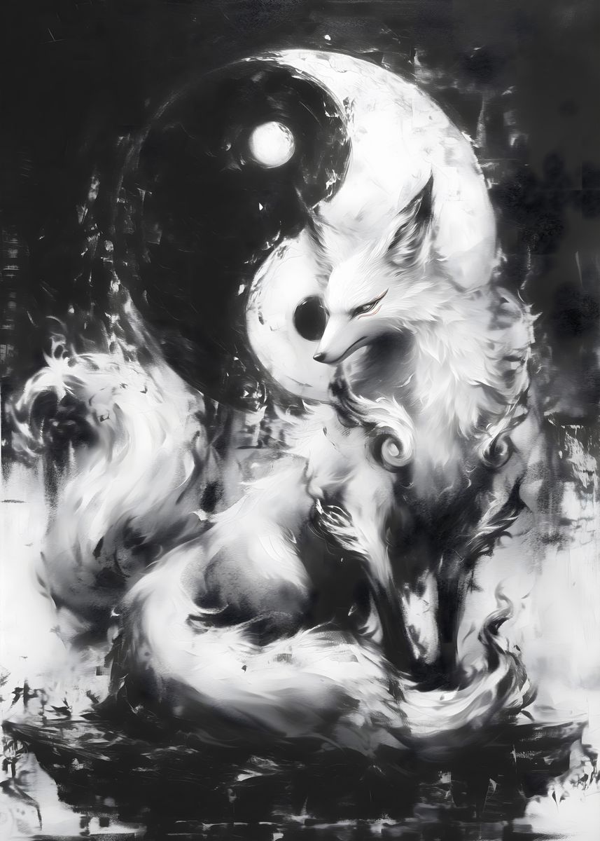 'Yin Yang Fox' Poster, picture, metal print, paint by PrintYourDigitals ...