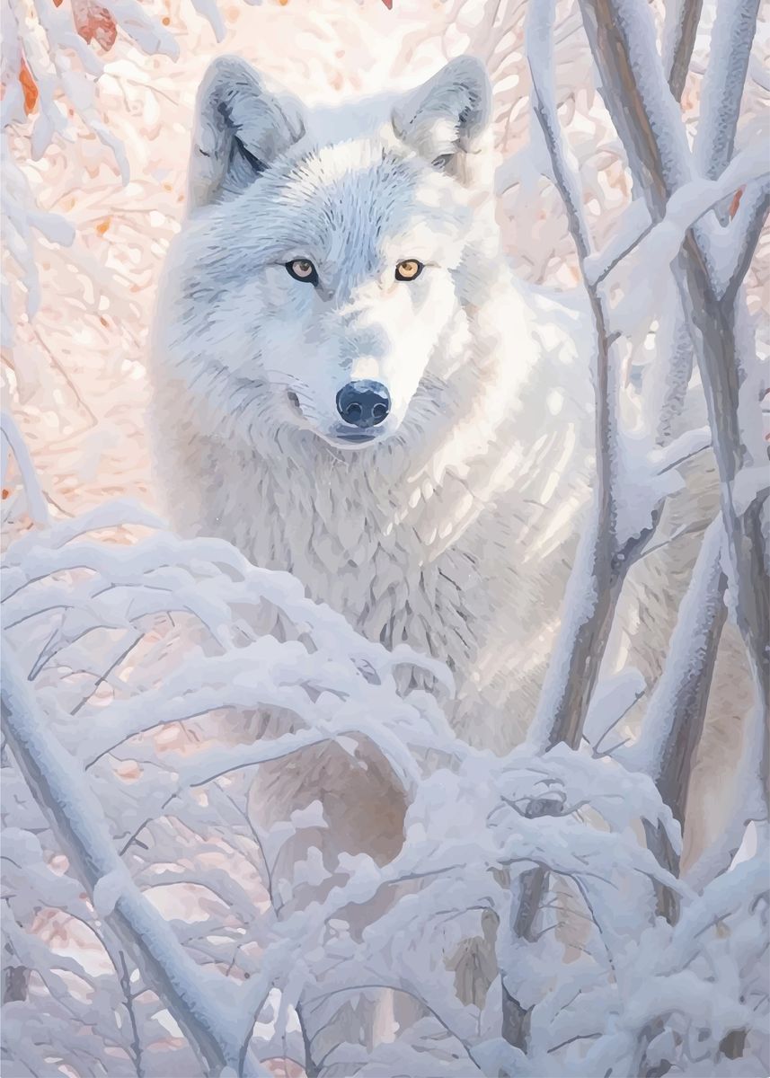 'White Wolf in Winter' Poster, picture, metal print, paint by Monnn STD ...