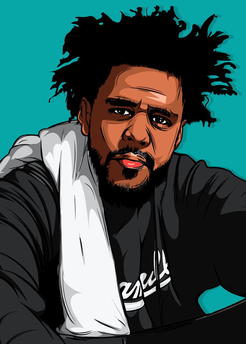 'J. Cole Rapper' Poster, picture, metal print, paint by BLACKISTE ...