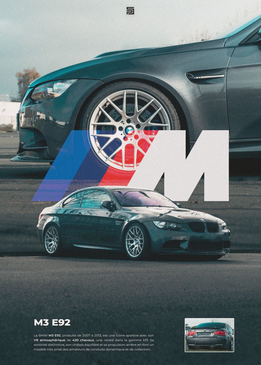 'BMW M3 E92 Poster - A V8 Icon of Performance and Elegance' Poster ...