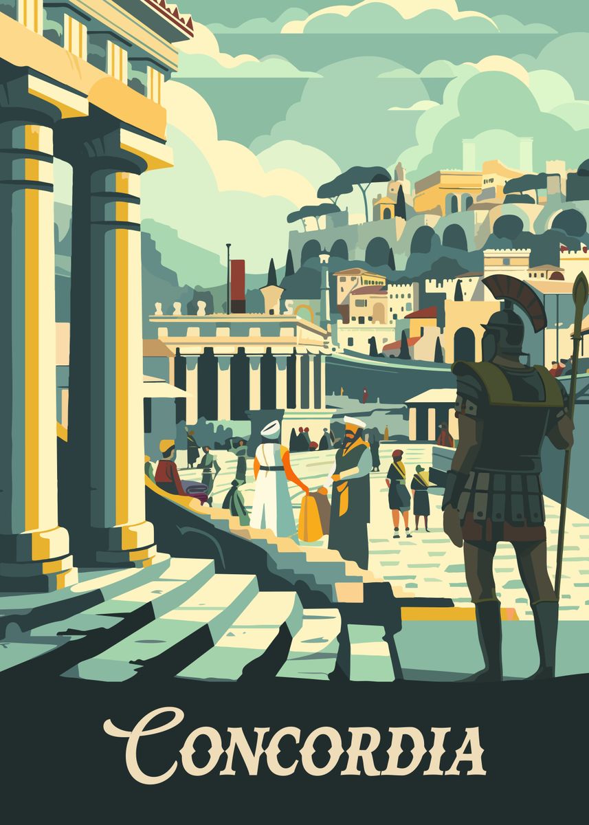 'Concordia Board Game Inspired Illustration Poster' Poster, picture ...