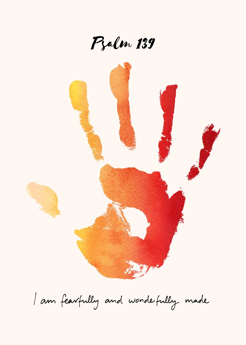 'Psalm 139 Handprint Art, Bible verse, Christian Decor, Faith ...