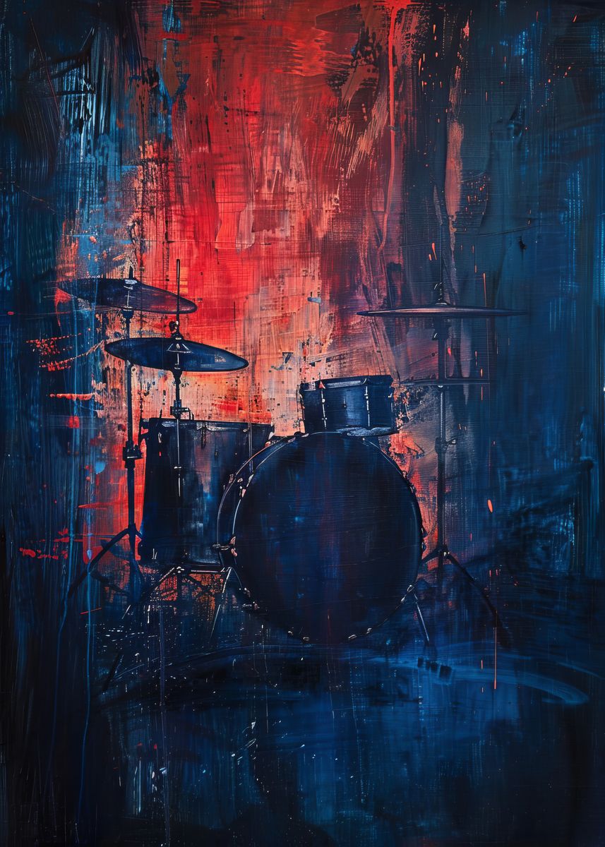 'Drum Set Painting' Poster, picture, metal print, paint by | Displate