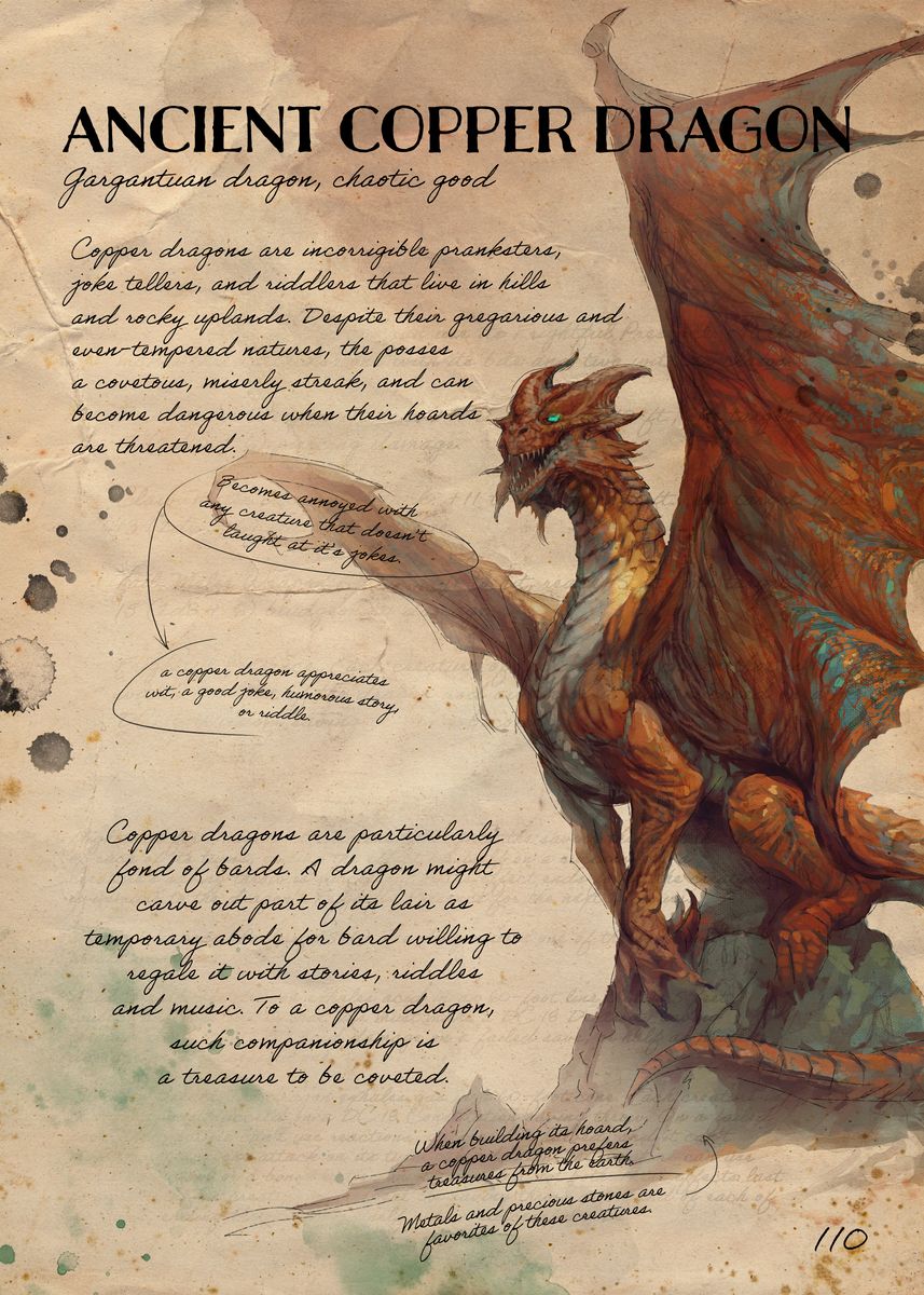 'Ancient Copper Dragon' Poster, picture, metal print, paint by Dungeons and Dragons | Displate