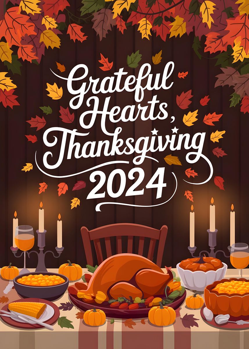 'Grateful Hearts Thanksgiving Feast 2024' Poster, picture, metal print ...