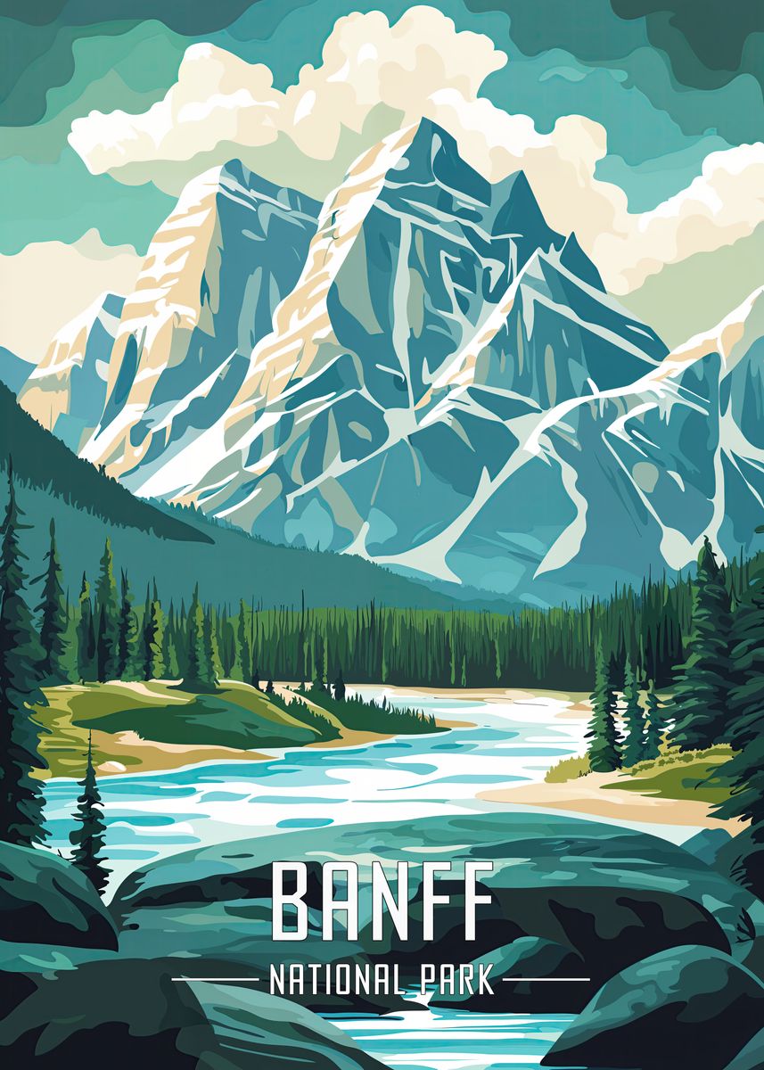 'Banff National Park Poster' Poster, picture, metal print, paint by ...