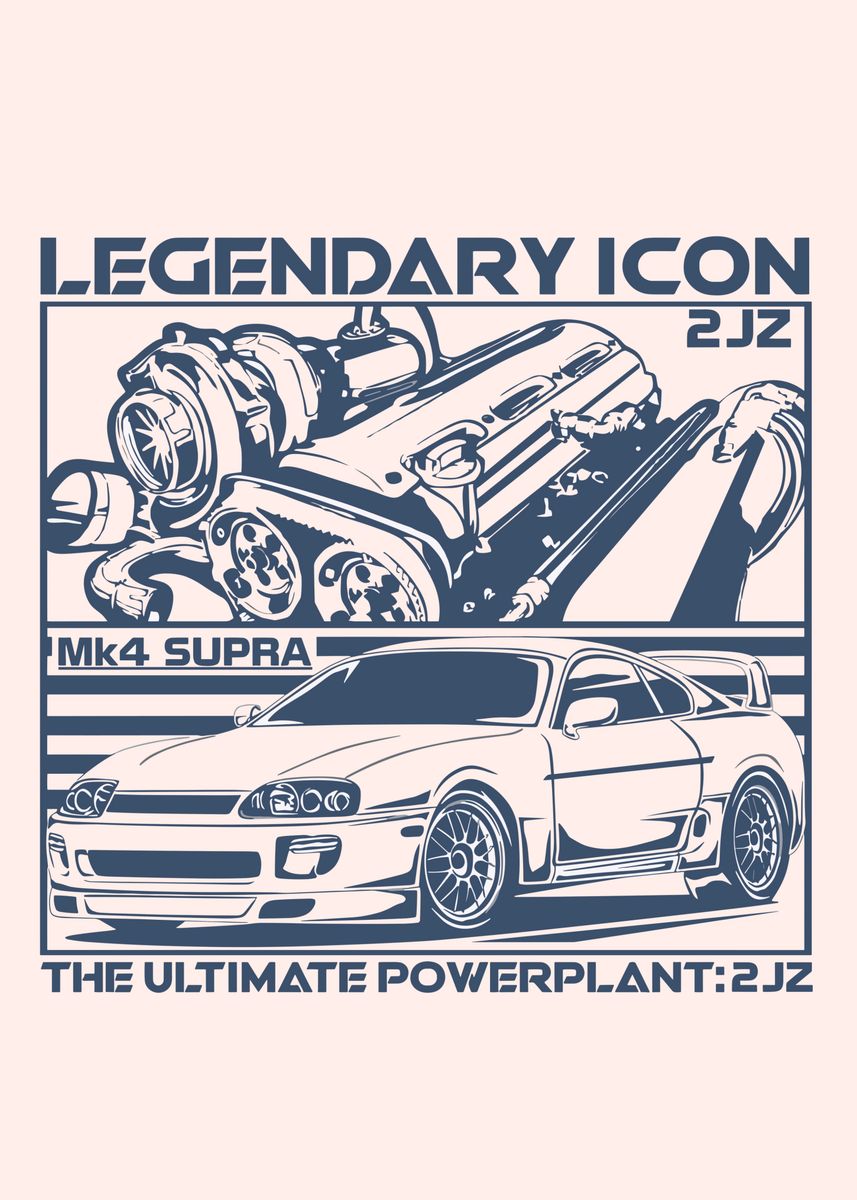 'MK4 Supra 2JZ Engine' Poster, picture, metal print, paint by Pargoy ...