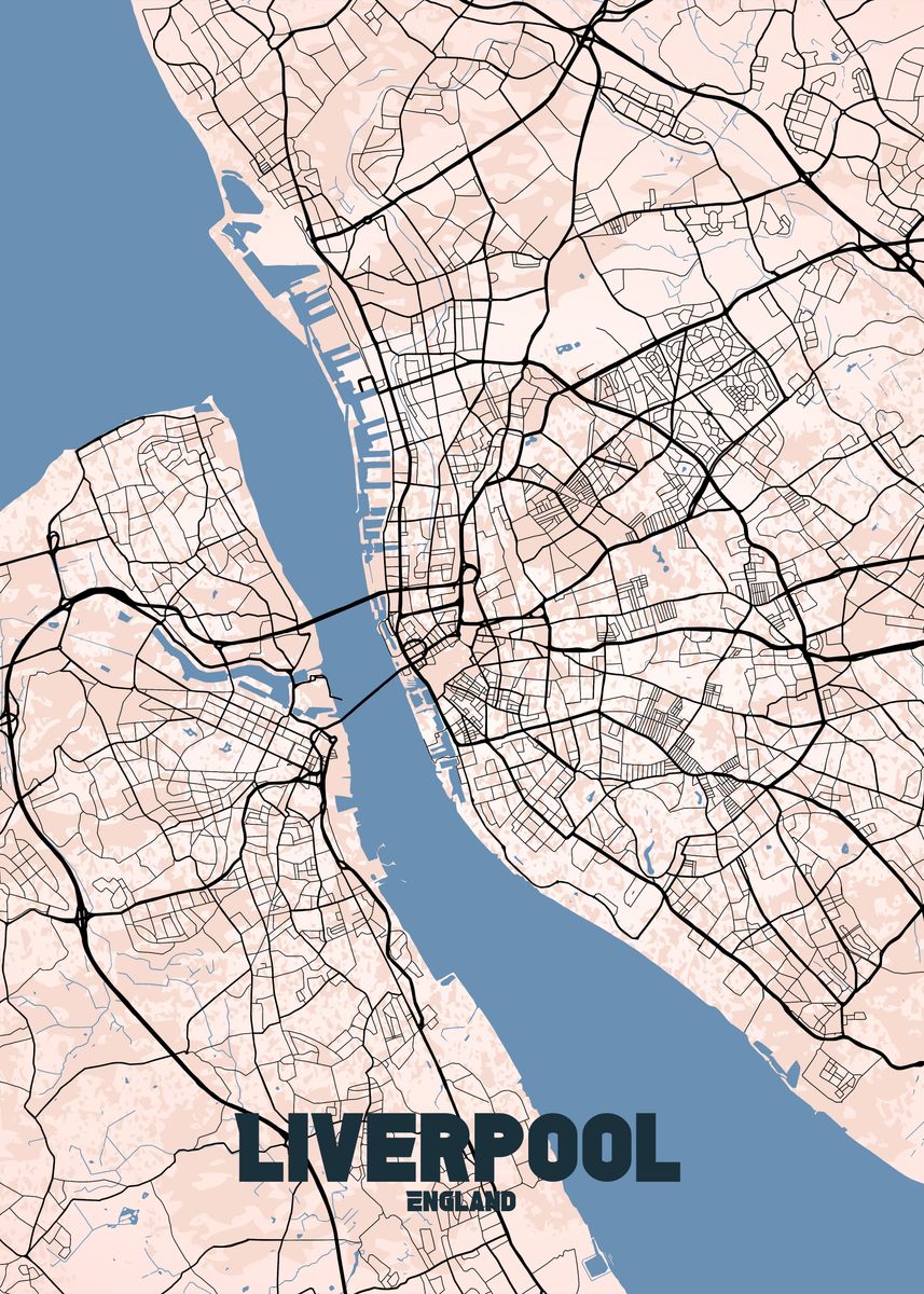 'Liverpool City Map' Poster, picture, metal print, paint by Al Ibrohim ...