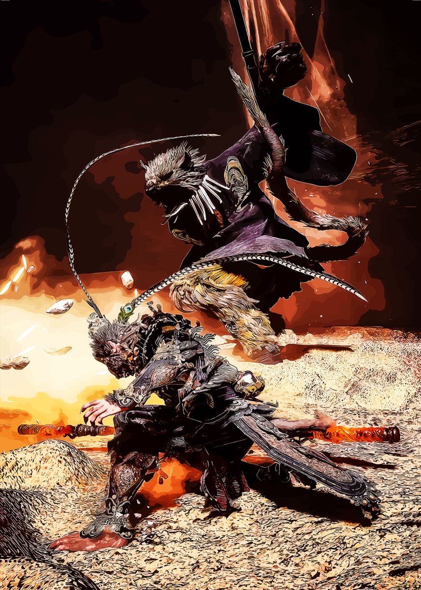 'Monkey King Battle' Poster, picture, metal print, paint by Sasper ...