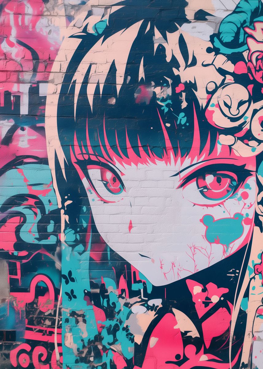 'Anime Graffiti Mural' Poster, picture, metal print, paint by Tomorrow ...