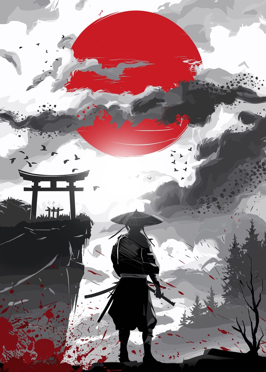 'Samurai Silhouette' Poster, picture, metal print, paint by Nizar ...