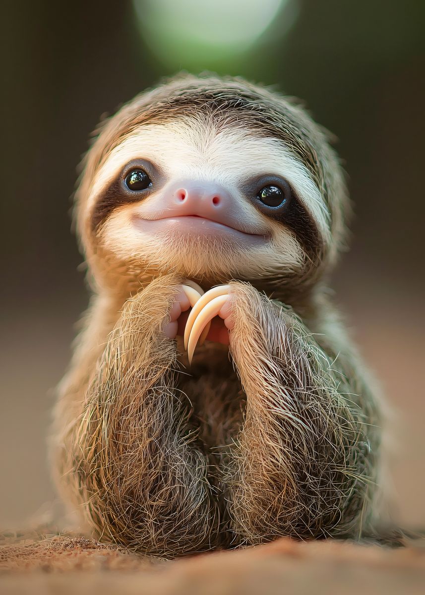 'Cute Sloth Portrait' Poster, picture, metal print, paint by Nebelschaf ...