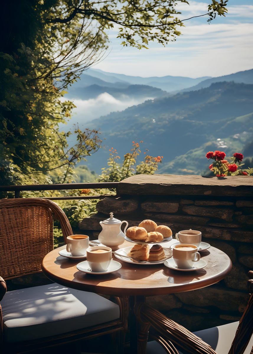 'Mountain View Coffee Break' Poster, picture, metal print, paint by ...