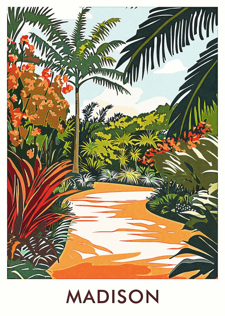 'Tropical Path Print' Poster, picture, metal print, paint by oconkath | Displate