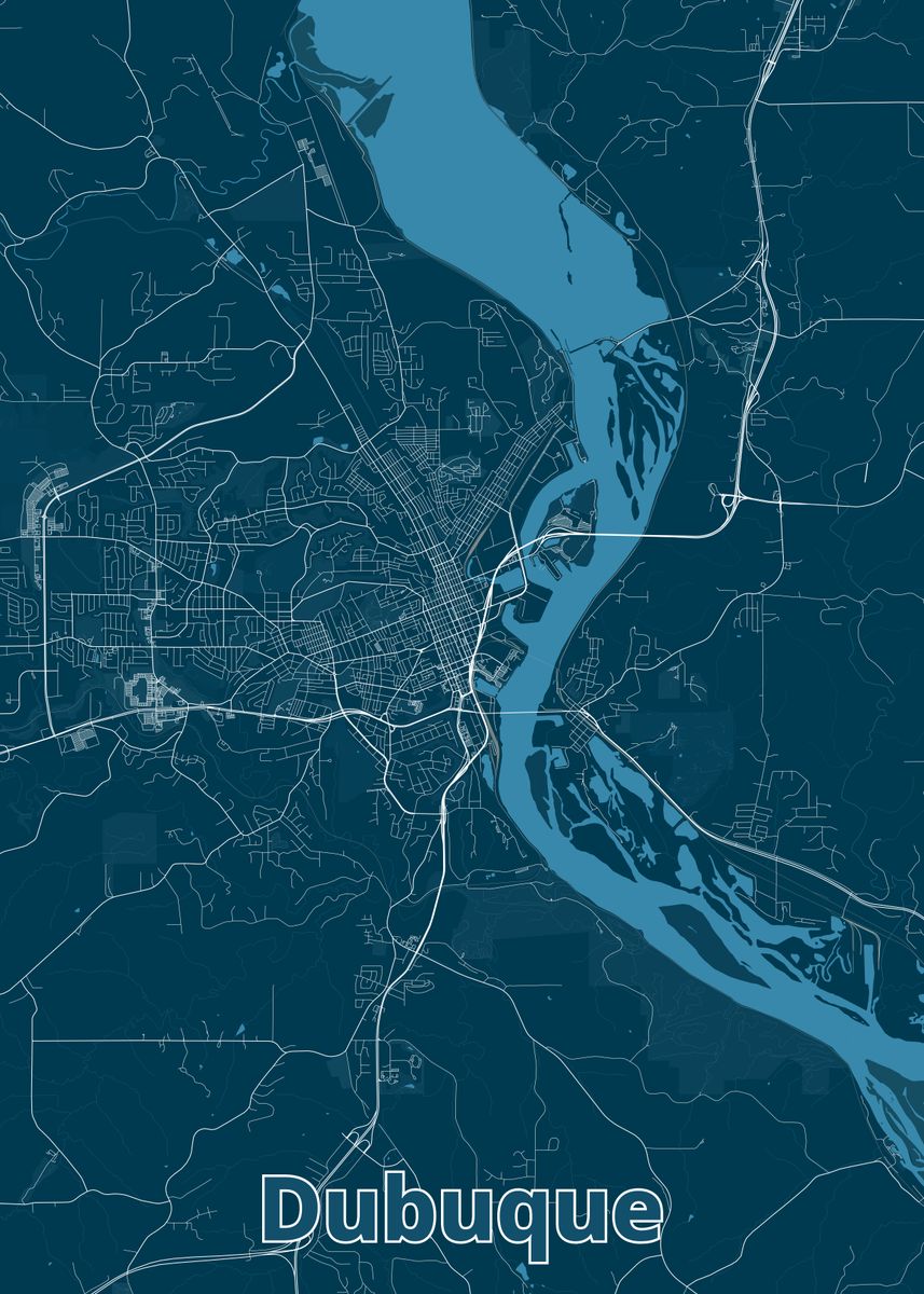 'Dubuque City Map' Poster, picture, metal print, paint by Sam Kal ...