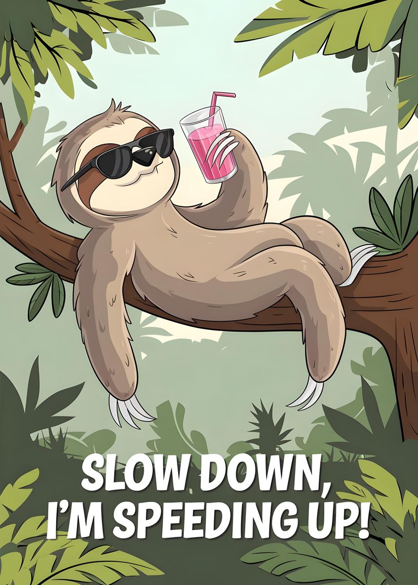'Slow Down, I’m Speeding Up: The Lazy Sloth's Motto' Poster, picture ...