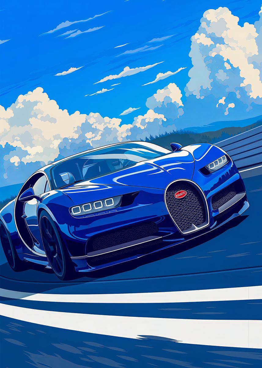 'Blue Bugatti Chiron' Poster, picture, metal print, paint by Fresh Yeti ...